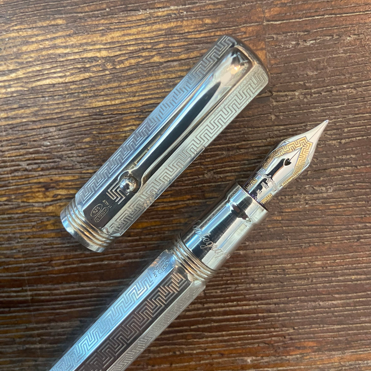 Montegrappa Reminiscence fountain pen in sterling silver.