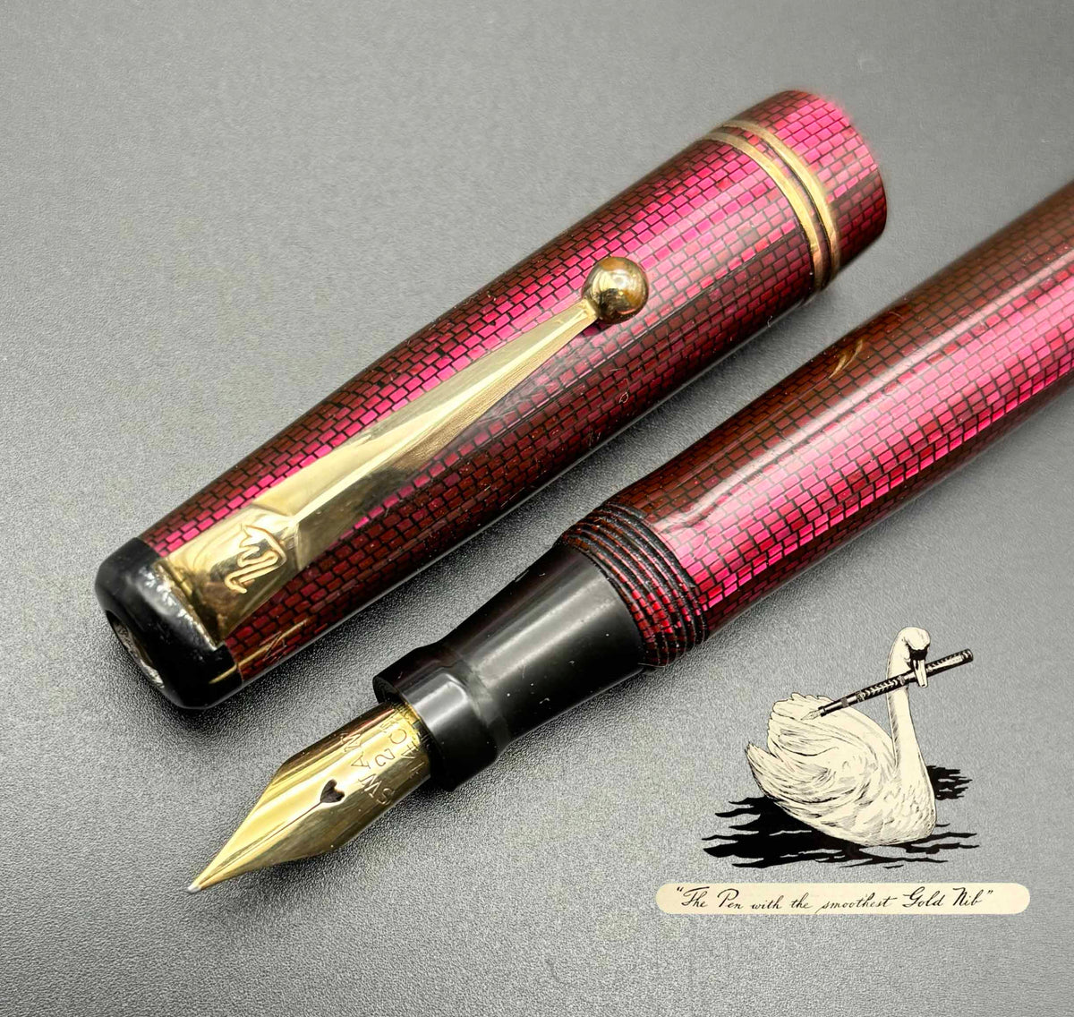 Mabie Todd, Swan Garnet Lizard Fountain Pen 1937